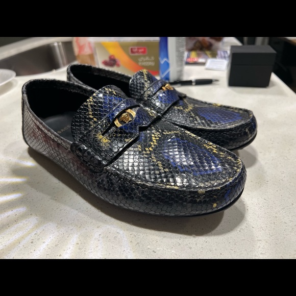 Versace | Shoes | Versace Men Shoes Size 7 Python Print Leather Loafers ...